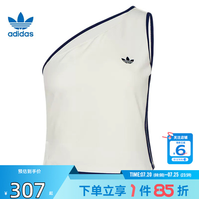 劲浪adidas阿迪达斯三叶草女子运动休闲无袖T恤单肩短袖KY5696