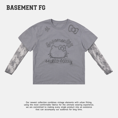 BASEMENTFGxHelloKitty假两件蕾丝拼接长袖T恤261030079031