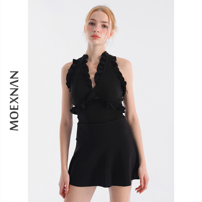 新款连体裙式泳衣女度假保守显瘦遮肚性感小胸学生聚拢泳装泡温泉