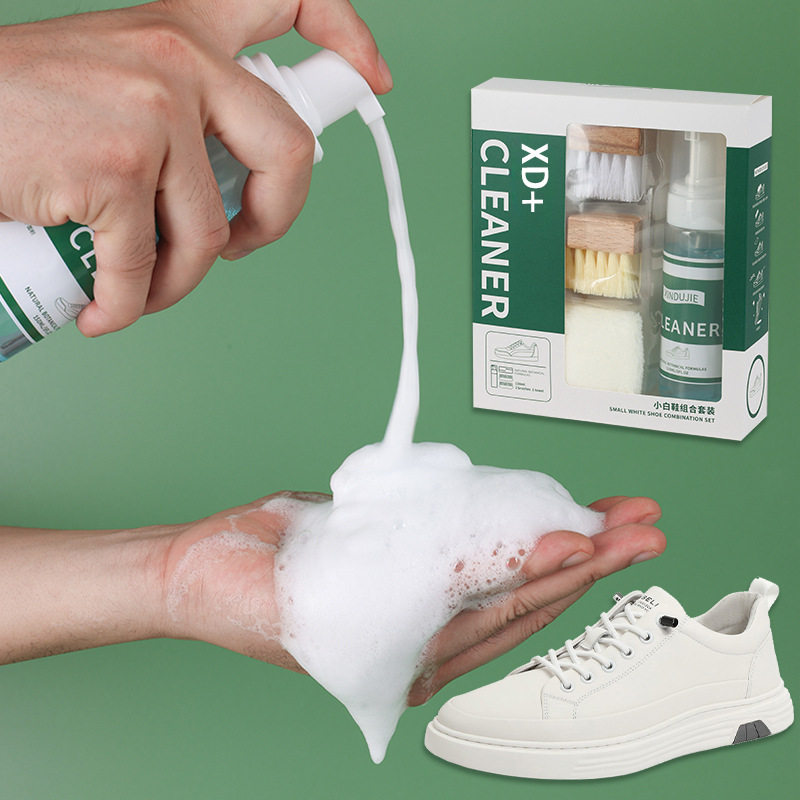 慕斯小白鞋清洁剂干洗剂免洗套装球鞋套盒去污增白配鞋刷擦鞋毛巾