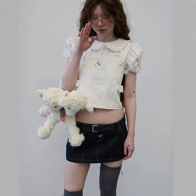 Freckle纯棉小羊刺绣收腰背心女