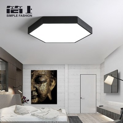 速发卧室灯超简约餐厅书房几何超亮台灯铁艺房间具薄吸顶灯