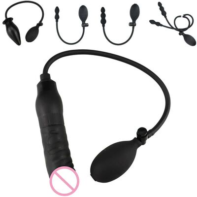 Plug anal inflável de silicone para mulheres e homens, dild