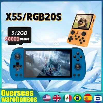 POWKIDDY-máquina de juego portátil X55 RGB20S, pantalla IP