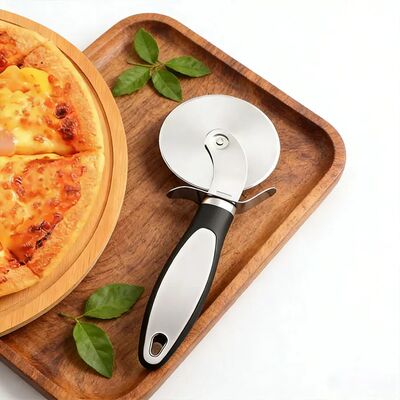 Stainless Steel Pizza Cutter, Single Wheel Roller Knife for