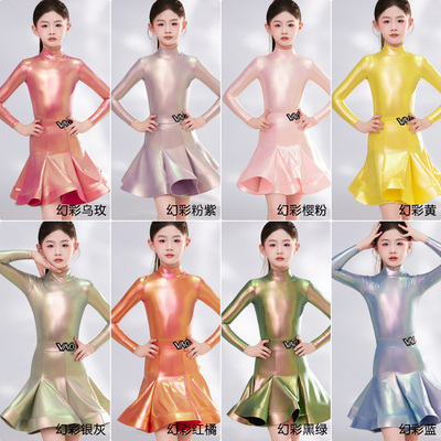 拉丁舞专业比赛服VAO舞配科技幻彩布拉丁规定服新款赛服套装TJ