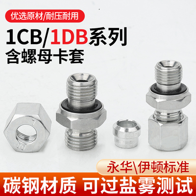 碳钢1CB/1CD高压液压接头24度锥英制过渡卡套配螺母油管直通配件