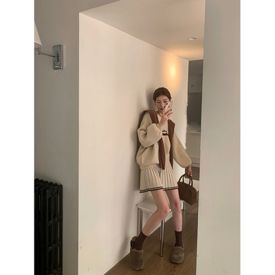 SourceWithU学院针织百褶裙