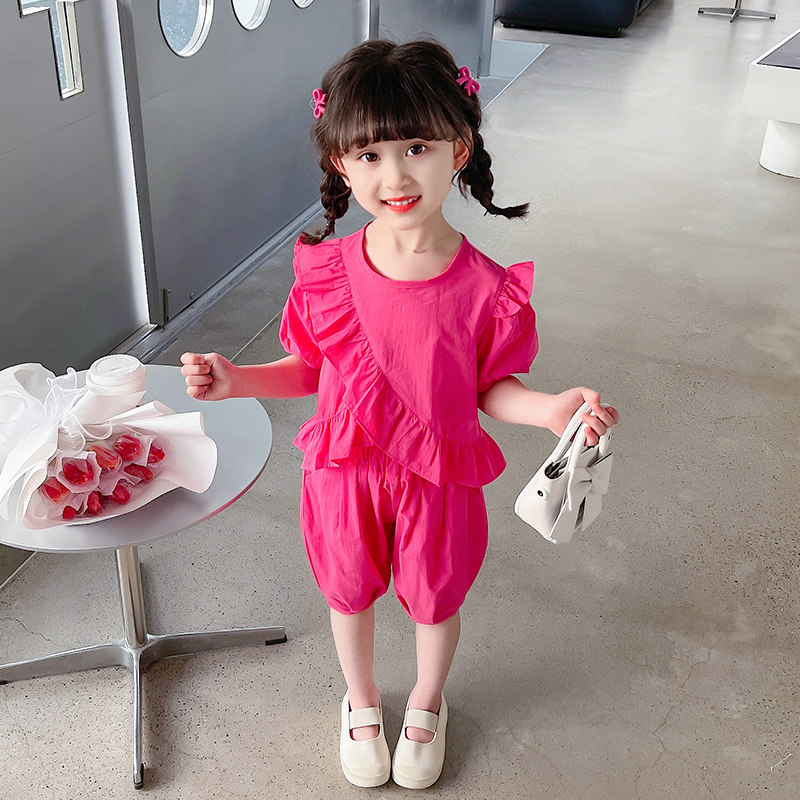 四岁女童套装夏款短袖3宝宝宽松纯棉两件套儿童夏天时尚洋气夏装4_虎窝淘