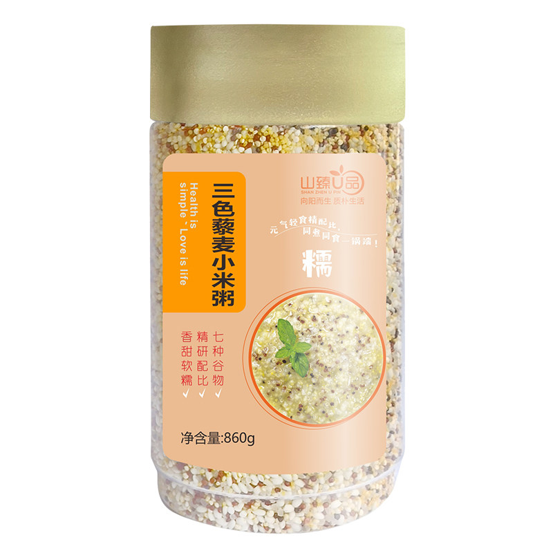 山臻u品三色藜麦小米粥860g东北粗粮五谷杂粮营养早餐混合杂粮粥