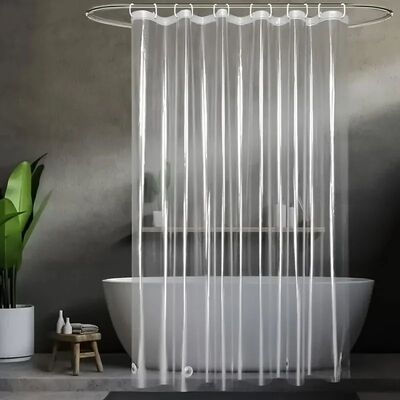 Transparent Shower Curtain with Metal Grommets and Weighted