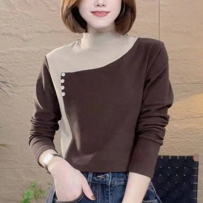 双面德绒半高领保暖女士打底衫