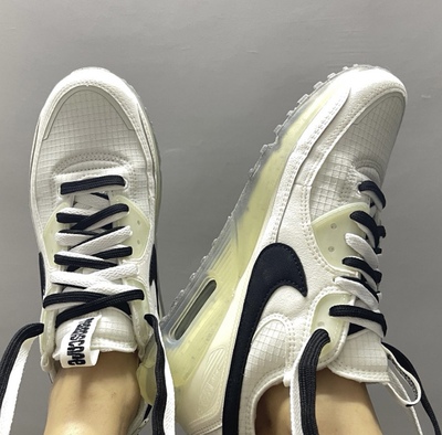 适配Nike Air Max 90 terrascape sail米白色跑步鞋白黑纯色鞋带