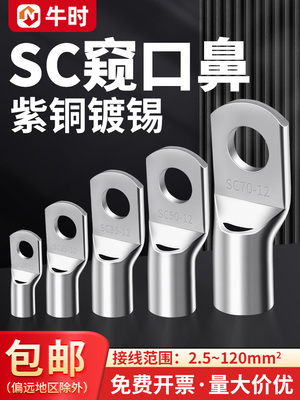 冷压端子Sc窥视铜鼻端子座铜锡线耳连接器16/25/3570-8平方米