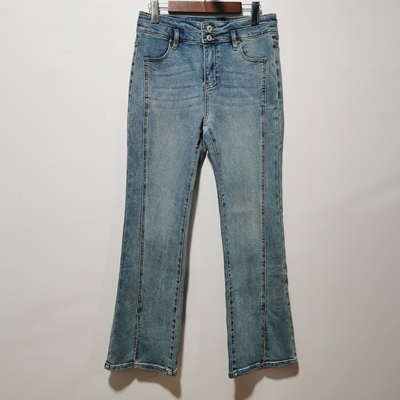 固去标2024春秋弹力新款学院风显瘦开衩微喇牛仔长裤30041KZ08932