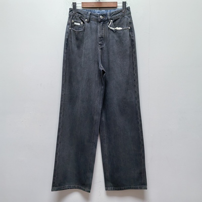 伊去标NF新款春秋重工喷料直筒牛仔裤休闲百搭时尚女士长裤5218