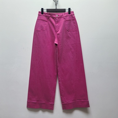 【篮】系列撤柜女装2025秋冬美式宽松阔腿直筒多巴胺色系牛仔裤女