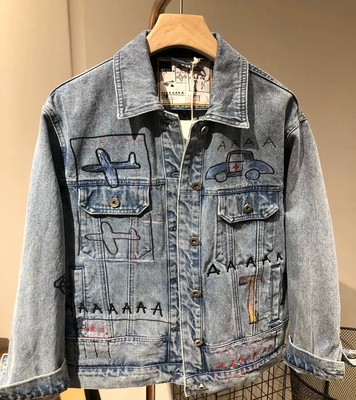 同款换标牛仔外套2022春装刺绣