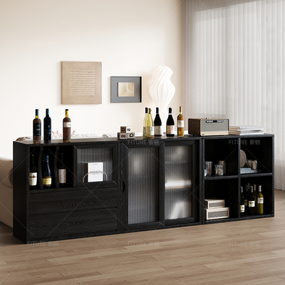 简约橱柜多格收纳实木黑色