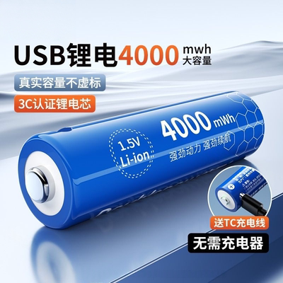 5号7号USB快充锂电池4000mAh