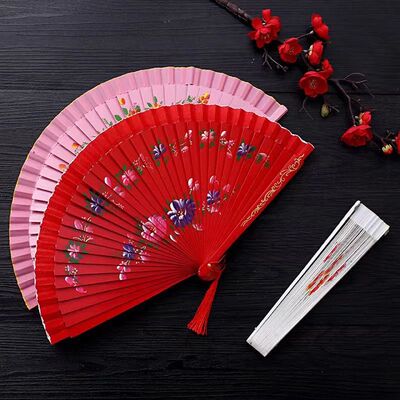 Folding Fan Wood Spanish Fan For Dancing Printing Hand Foldi