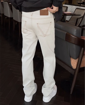 【撞色四面弹】BV风明线痞帅男装老钱莱赛尔弹力直筒牛仔裤子9790