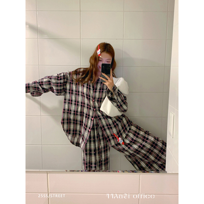 44AaSi Blackpink！ 休闲居家可外穿宽松舒适透气感套装睡衣