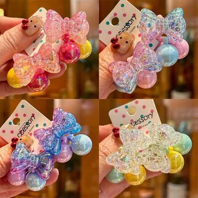 1 Pair Kids Elastic Hair Bands - Sparkling Gradient Bursting