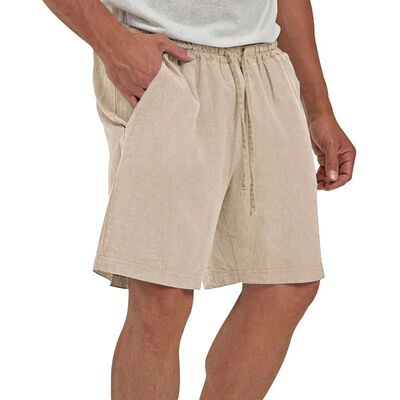 Mens Cotton Linen Shorts Casual Loose Fit Hawaiian Beach Sty