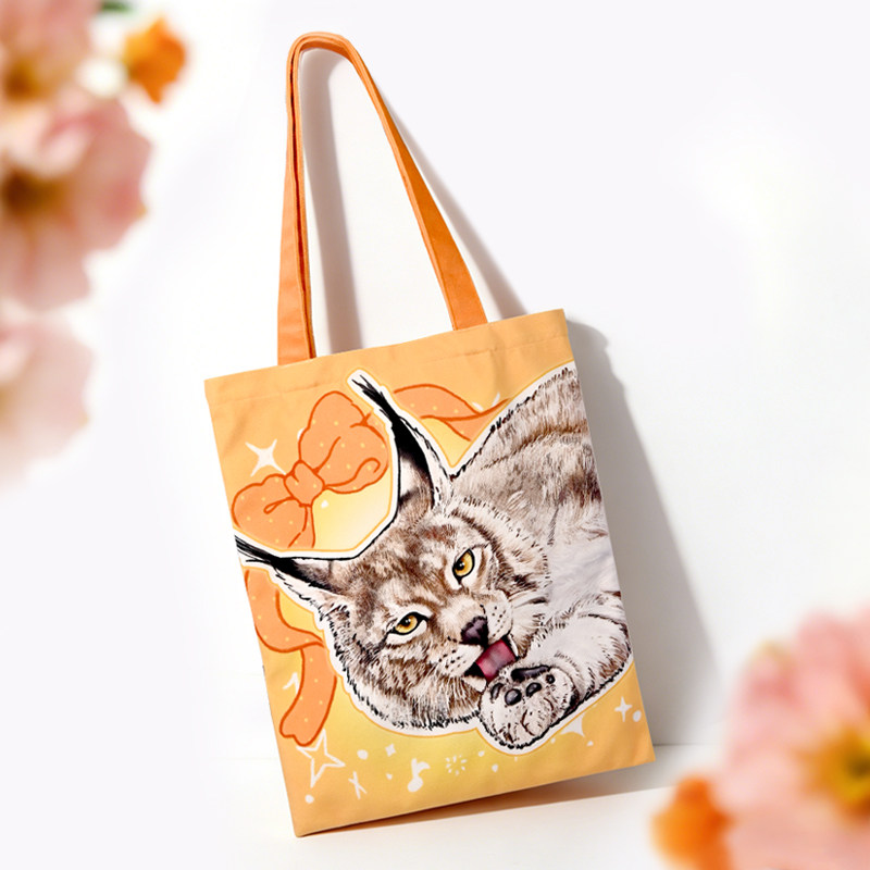 猞猁花园宝宝轻便单肩竖款包帆布环保购物袋西野动物园生态文创