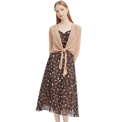 马天奴豹纹印花吊带连衣裙