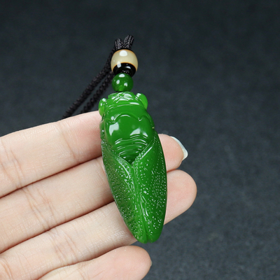 和田玉羊脂白玉一鸣惊人玉蝉挂坠