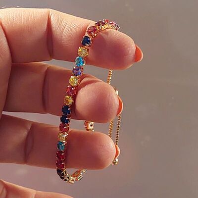 Adjustable Tennis Bracelet For Women 4MM Rainbow Zircon