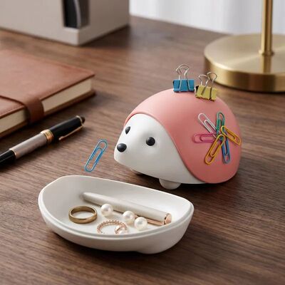 Magnetic Hedgehog Paper Clip Holder Creative Desktop Organiz