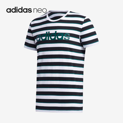 Adidas/阿迪达斯正品NEO 男子条纹休闲运动短袖T恤 FP7426