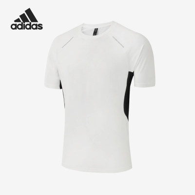Adidas阿迪达斯正品男士速干短袖拼接圆领健身运动T恤KS8237