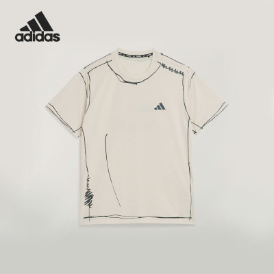 Adidas/阿迪达斯官方正品夏季男女宽松运动休闲针织跑步T恤KQ7840