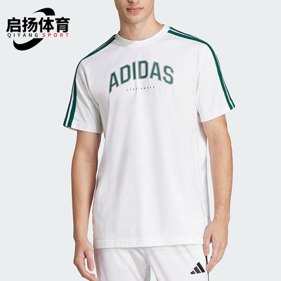 Adidas/阿迪达斯正品夏季男士透气圆领字母经典印花短袖T恤JJ3868