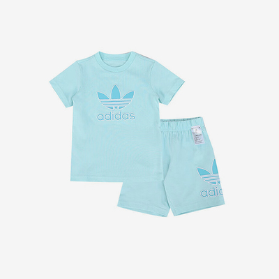 Adidas/阿迪达斯正品2025三叶草婴童时尚经典短袖短裤套装JC6593