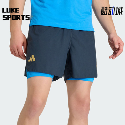 Adidas/阿迪达斯正品夏季男士运动二合一跑步训练复古短裤KE8460