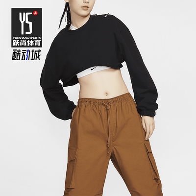 耐克女士透气宽松超短卫衣