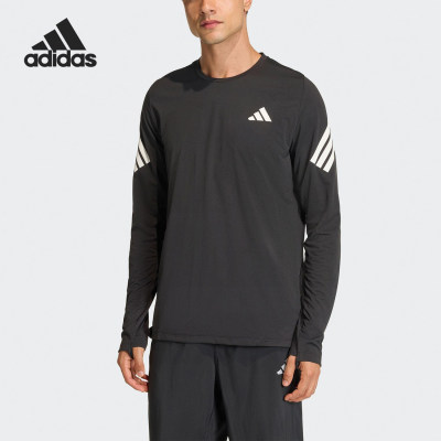 Adidas/阿迪达斯官方正品2025男士圆领针织跑步长袖上衣KE6831