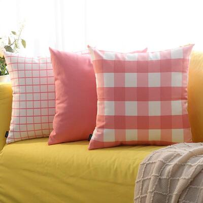 sofa pillow pillow backrest cotton cushion cover plaid pillo