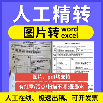 打字提取文字录入表格word扫描件文件人工图照片pdf转换格式excel