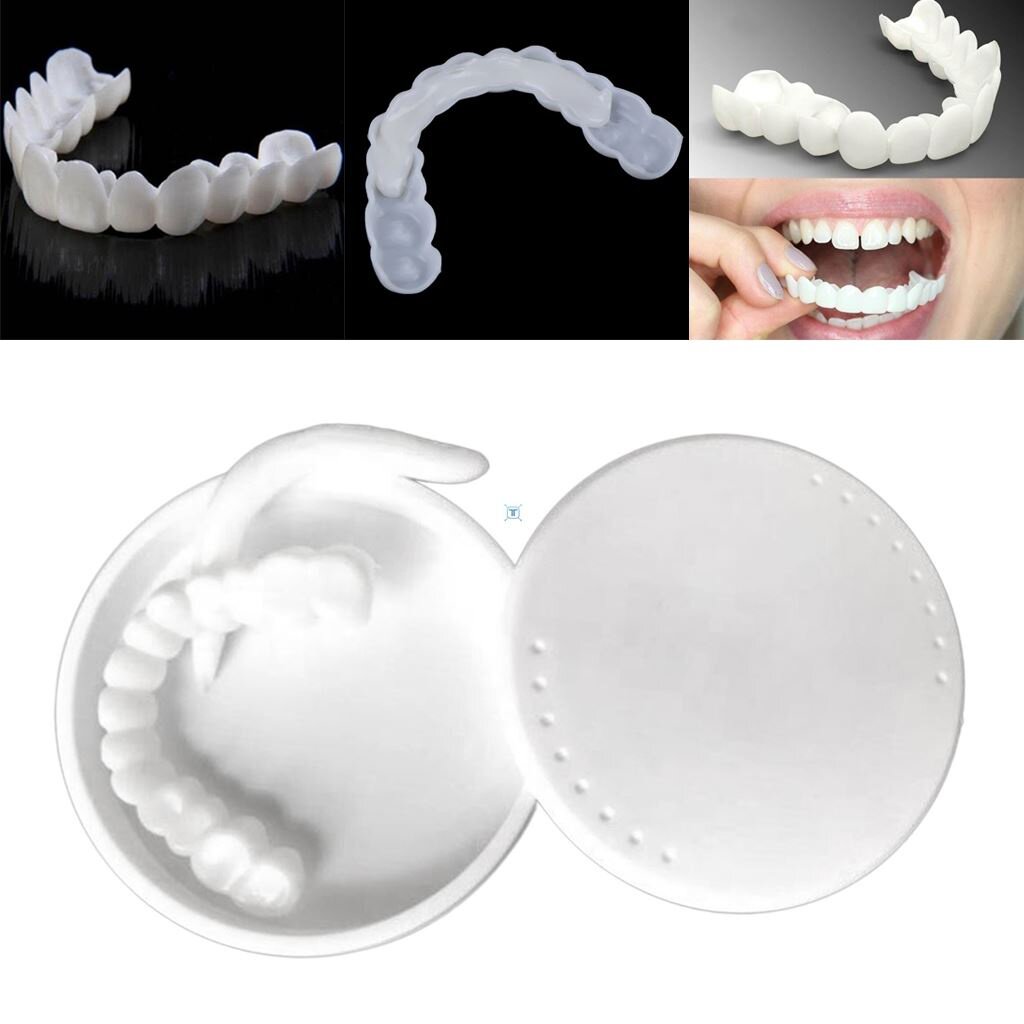 新品Siliconge Upper  Lower False Teeth Veneers Dentures Fake