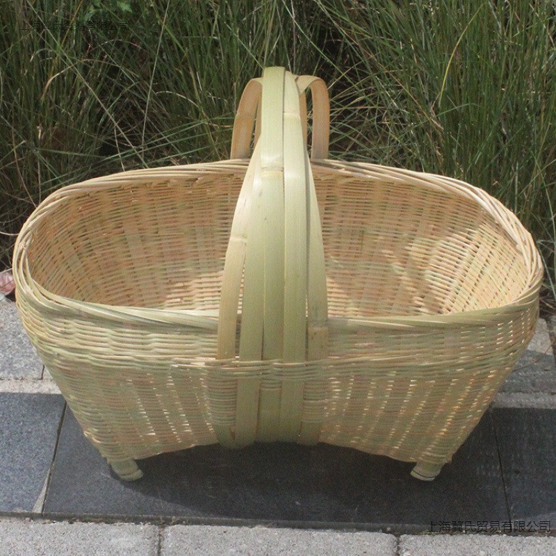 竹编水果篮买菜篮竹篮鸡蛋新款手提手工编织收纳筐装菜篮大篮子