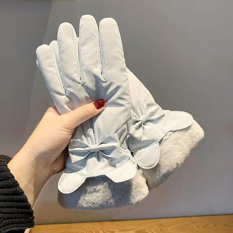 冬季保暖加绒加厚手套女士韩版秋冬学生骑车防寒防水可爱滑雪手套