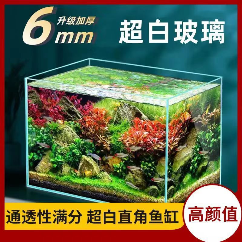 超白玻璃金晶造景水族缸客厅乌龟金鱼养鱼包邮裸缸生态鱼缸草缸