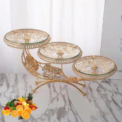 Glass Fruit Bowl 3 Layer Serving Tray Holder Fruit Snacks