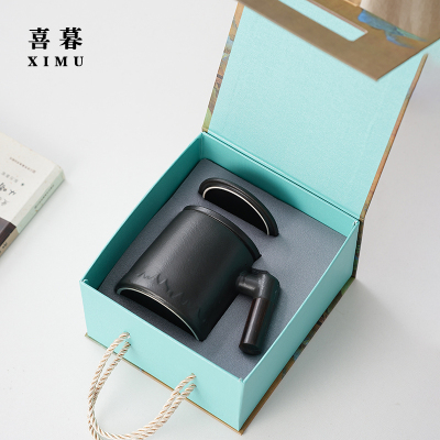 陶瓷茶水分离个人专用喝水泡茶杯子办公室带盖马克杯礼品定制logo